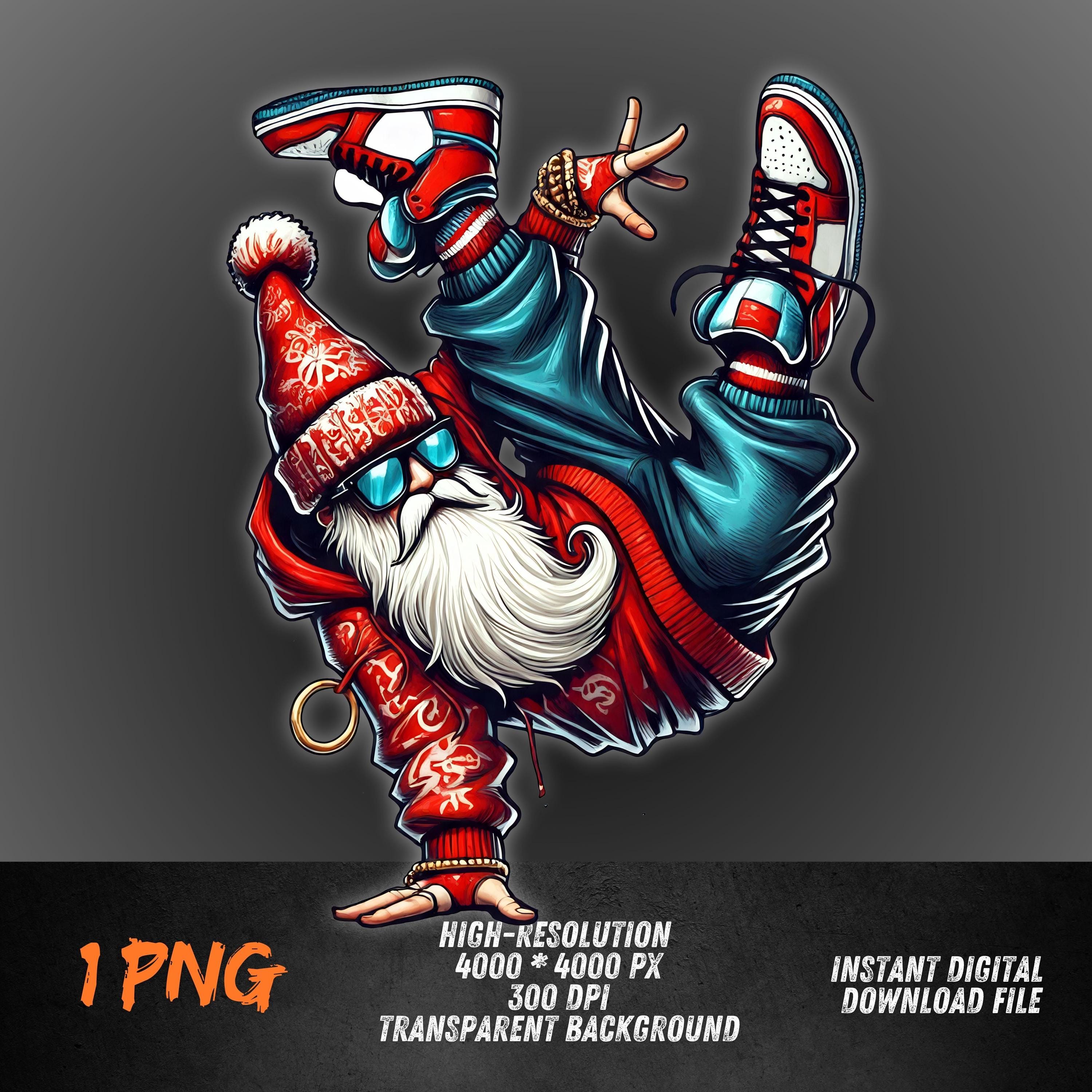Breakdancing Santa PNG | Hip-hop Christmas Santa Clipart | Cool Santa ...