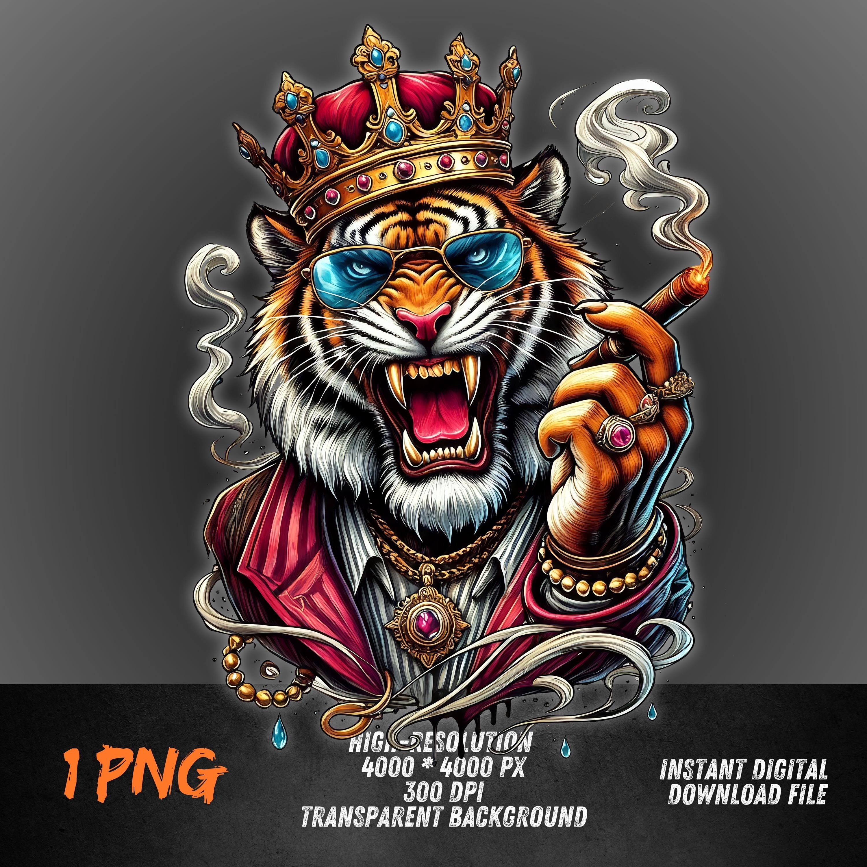 Tiger King PNG | Crowned Tiger Clipart in Jacket | Powerful Beast ...