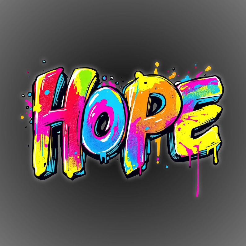 Hope Graffiti PNG | Colorful Street Sublimation Design | Urban Rainbow Lettering Digital ...
