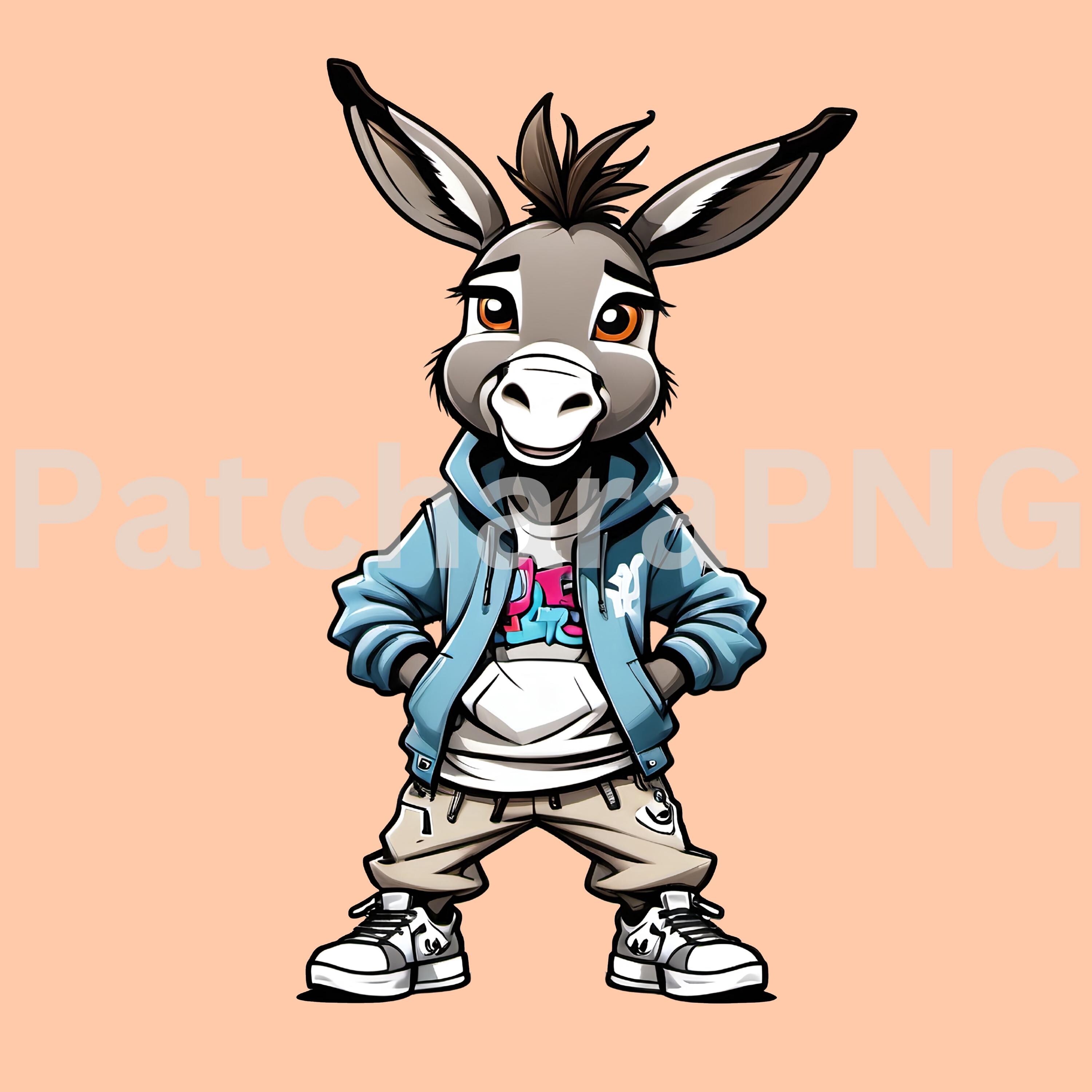 Cool Donkey Cartoon Character in Hip-hop Streetwear | Graffiti-style ...