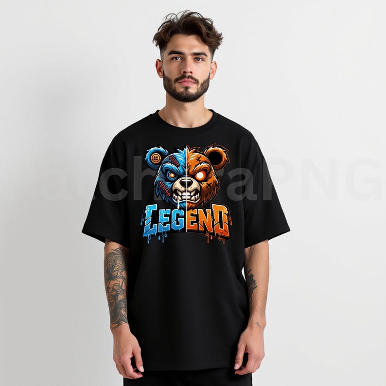 Legend Bear PNG | Split Face Graffiti Bear Clipart | Urban Hustle ...