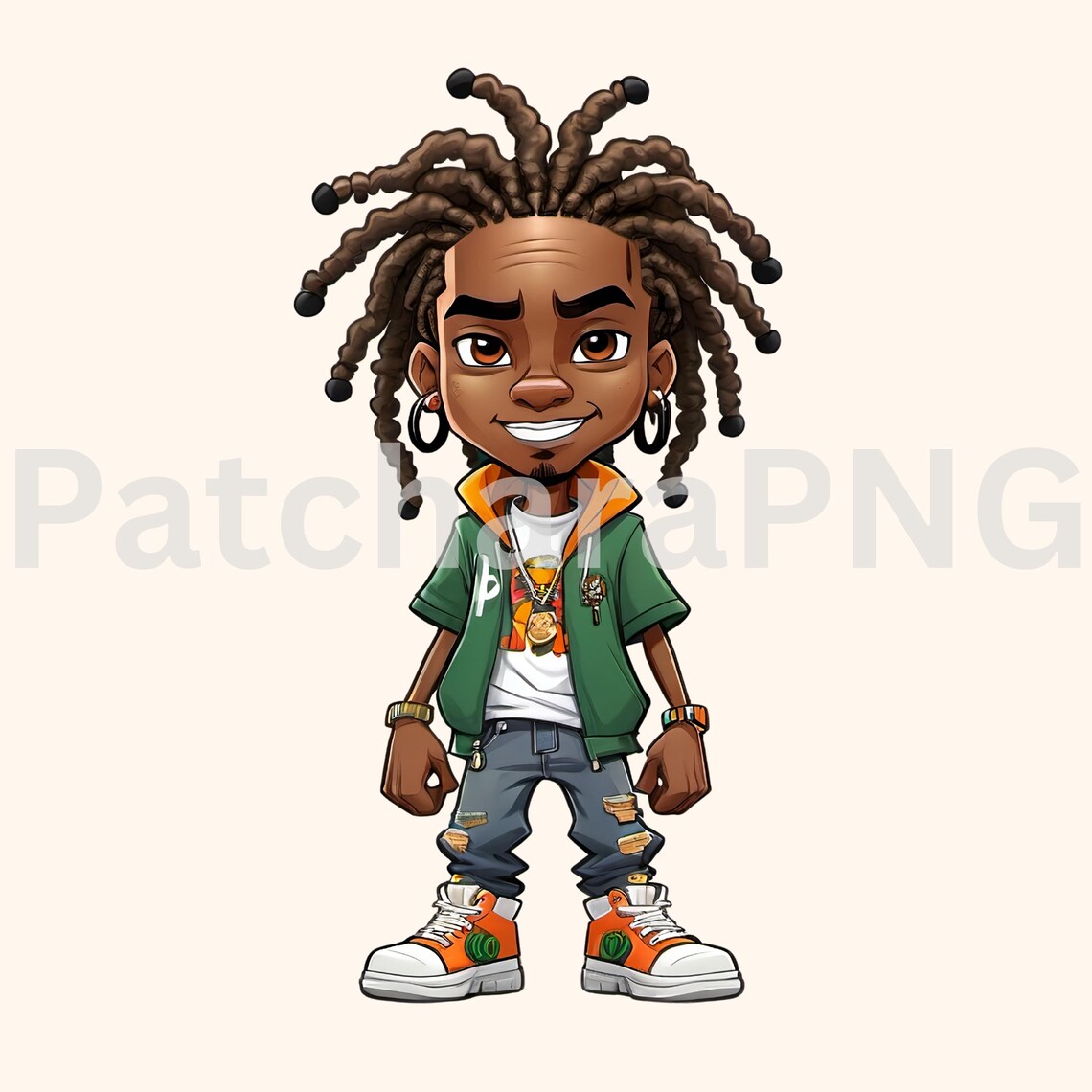 Cool Hip-hop Cartoon Character With Locs | African American Streetwear ...