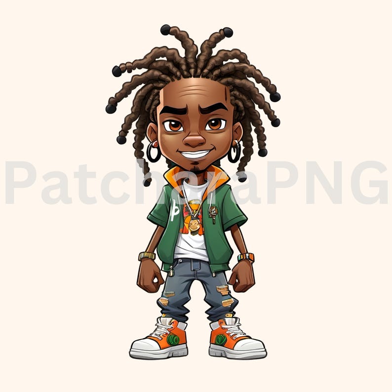 Cool Hip-hop Cartoon Character With Locs | African American Streetwear ...
