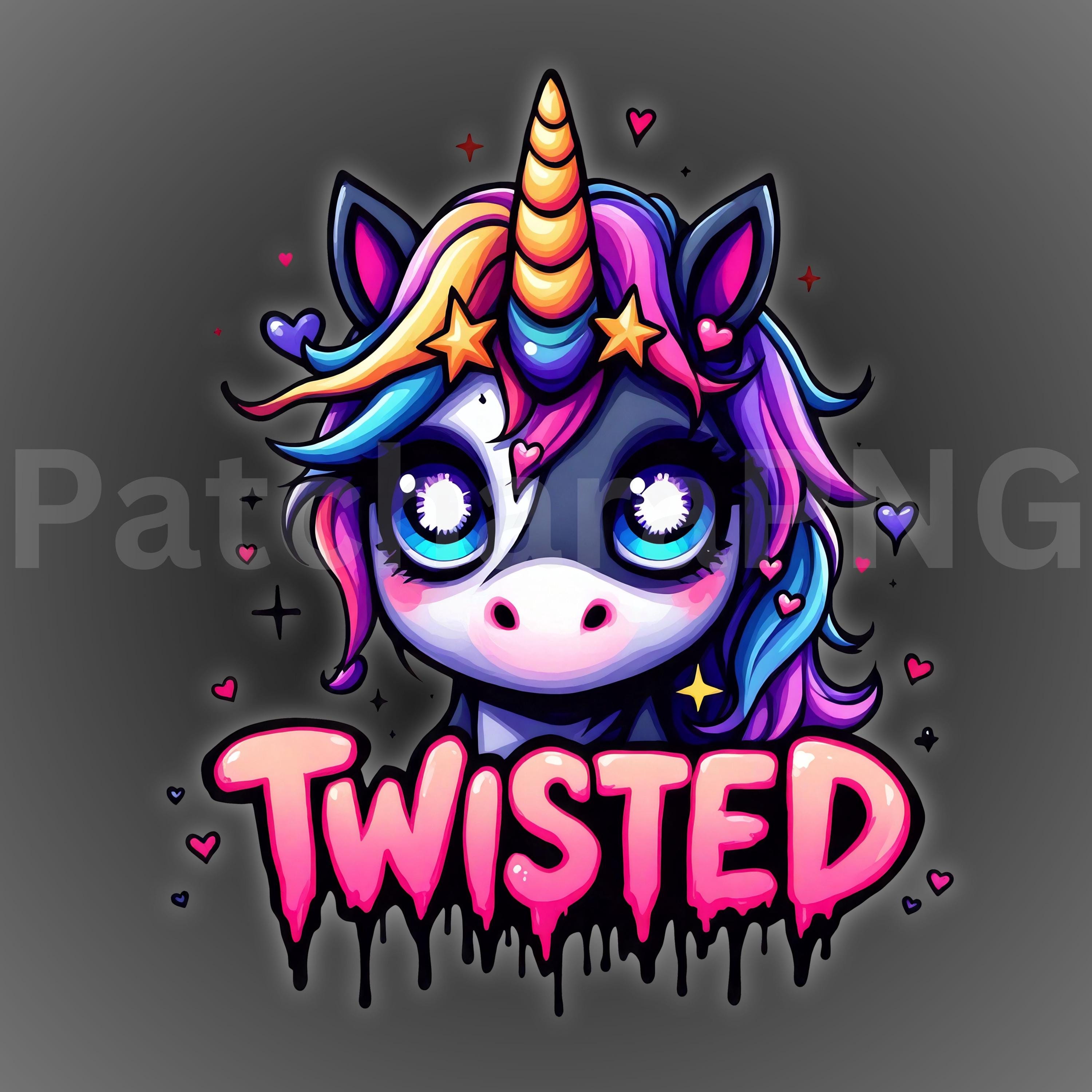 Cute Twisted Unicorn PNG, Kawaii Rainbow Unicorn Shirt Design, Graffiti ...
