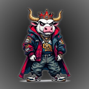 King Cow PNG | Royal Gangsta Cow Clipart With Crown | Urban Street ...