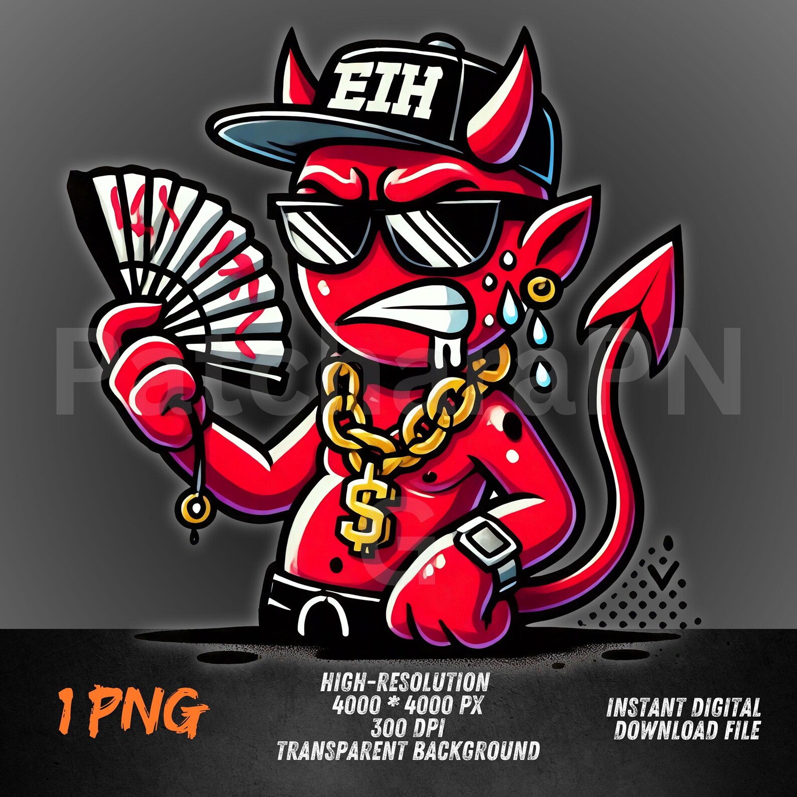 Evil Money PNG | Cool Gangsta Devil Clipart | Street Cartoon Demon ...