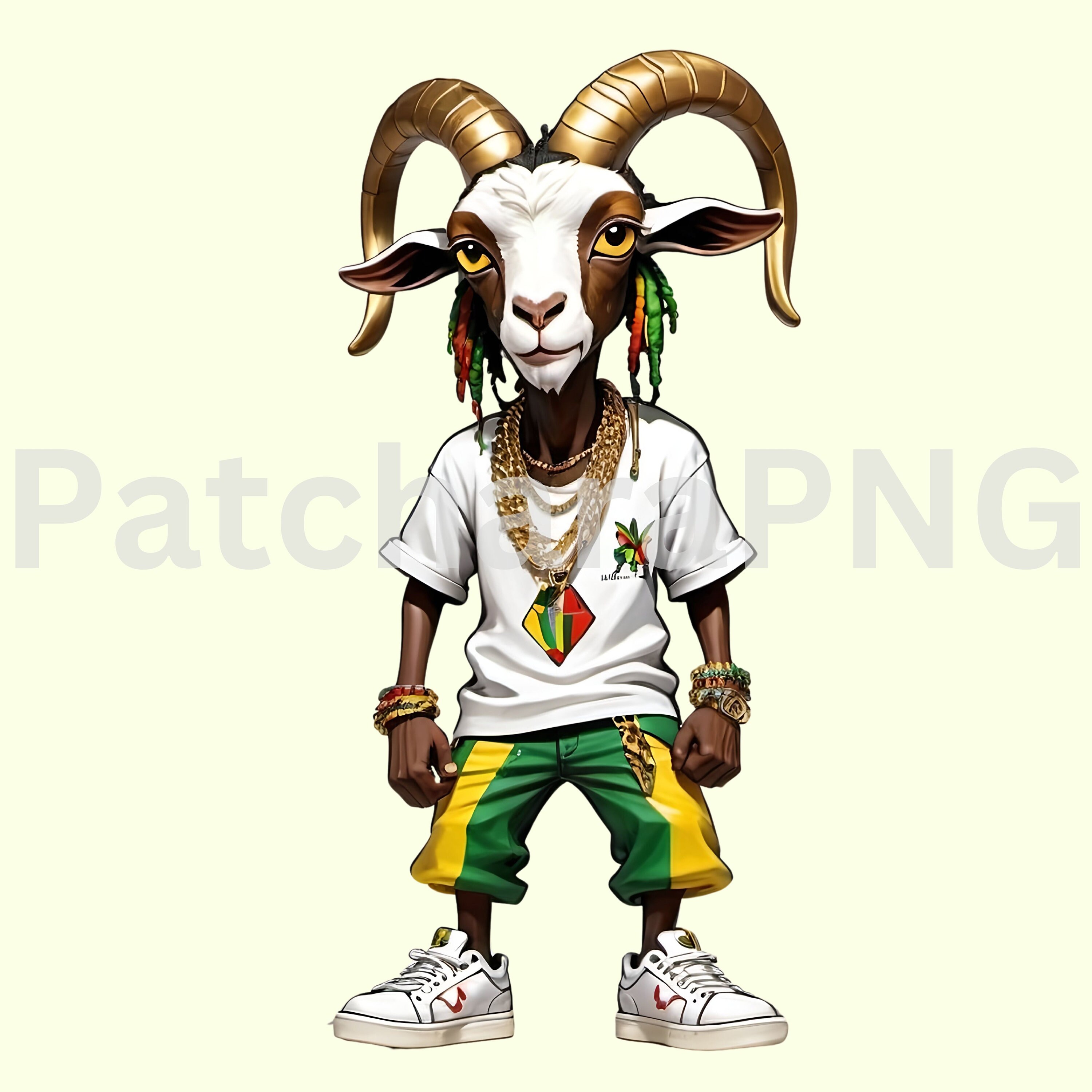 Rasta Goat Cartoon Graffiti Art Vibrant Jamaican Hip-hop Goat Character ...