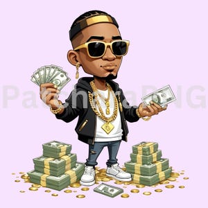 Hip-hop Cartoon PNG Rapper Character Clipart Gold Chain, Sunglasses ...