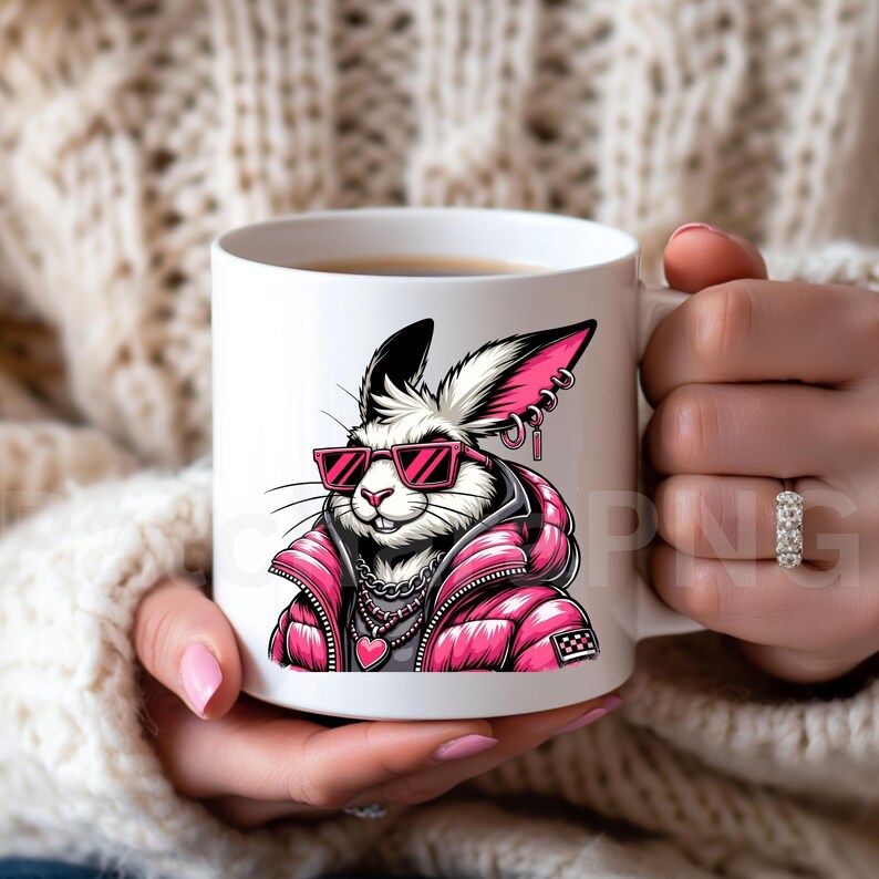 Swag Bunny PNG | Cool Bunny Clipart With Pink Mohawk, Shades, and ...