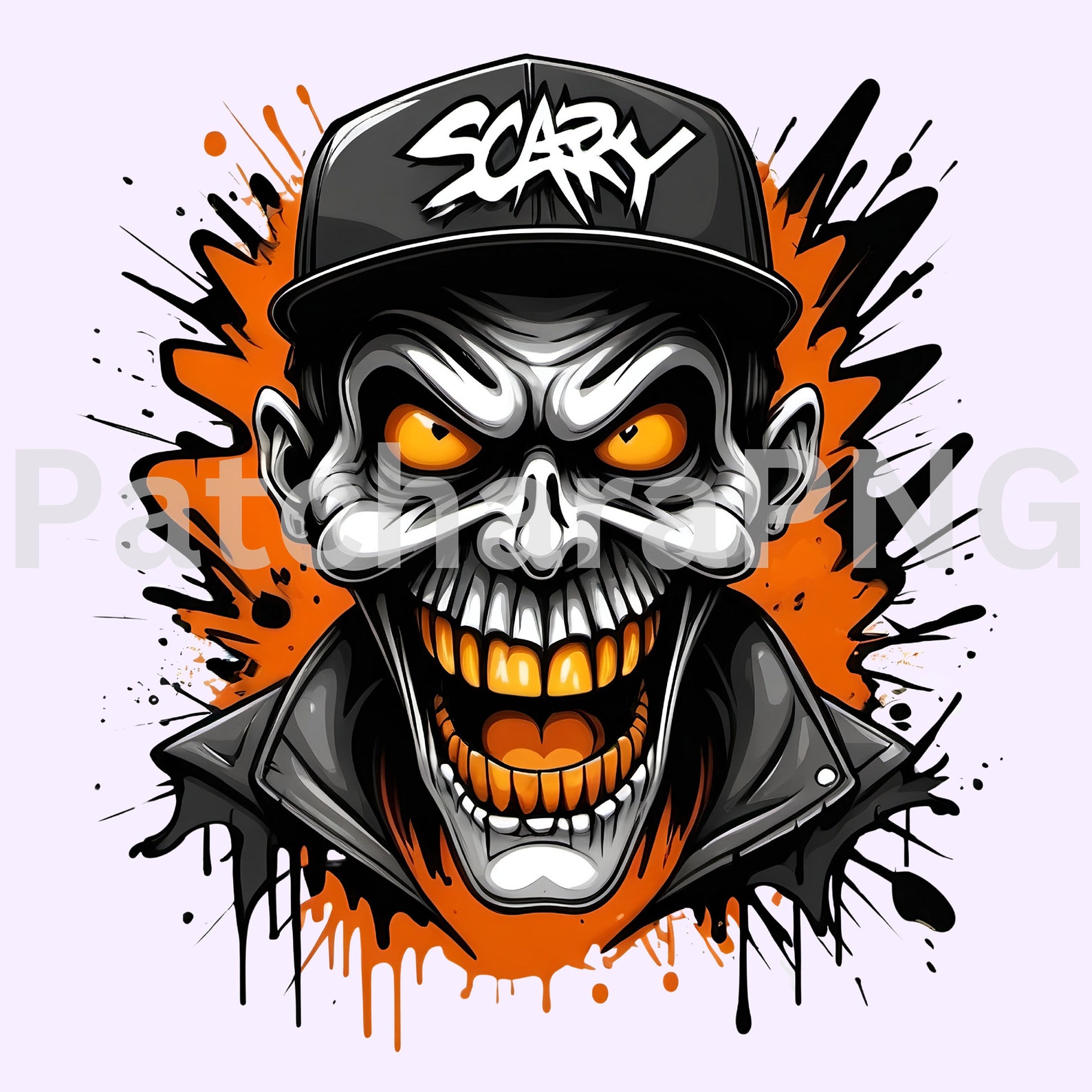 Scary Skull PNG | Graffiti Style Skeleton Clipart With Hoodie | Urban ...