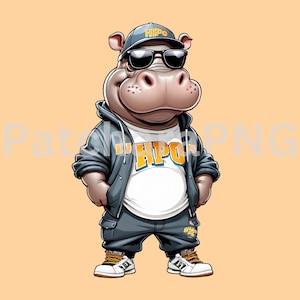 Hip-hop Hippo Cartoon Graffiti Art | Cool Streetwear Hippo Character ...