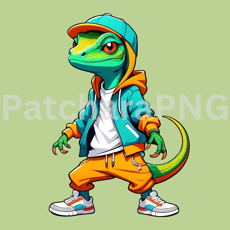 Hip Hop Lizard PNG | Cool Lizard Clipart in Hoodie and Sneakers | Urban ...