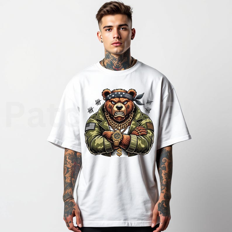 Gangster Bear PNG | Hip Hop Animal Clipart for Sublimation | Urban ...