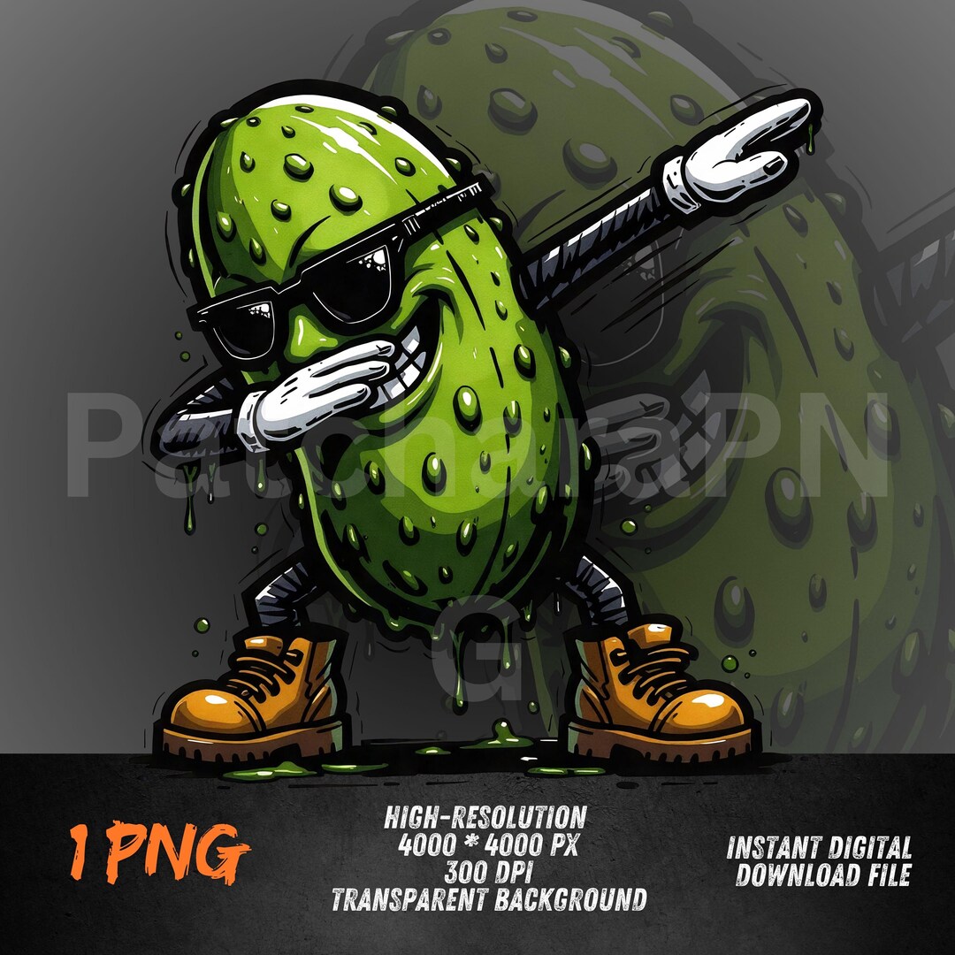 Funny Pickle Shirt PNG, Graffiti Pickle Clipart, Dabbing Pickle Graphic ...