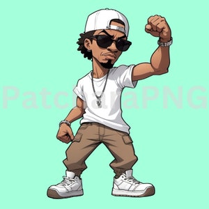 Dynamic Hip-hop Graffiti Cartoon Character With Chain and Hat ...