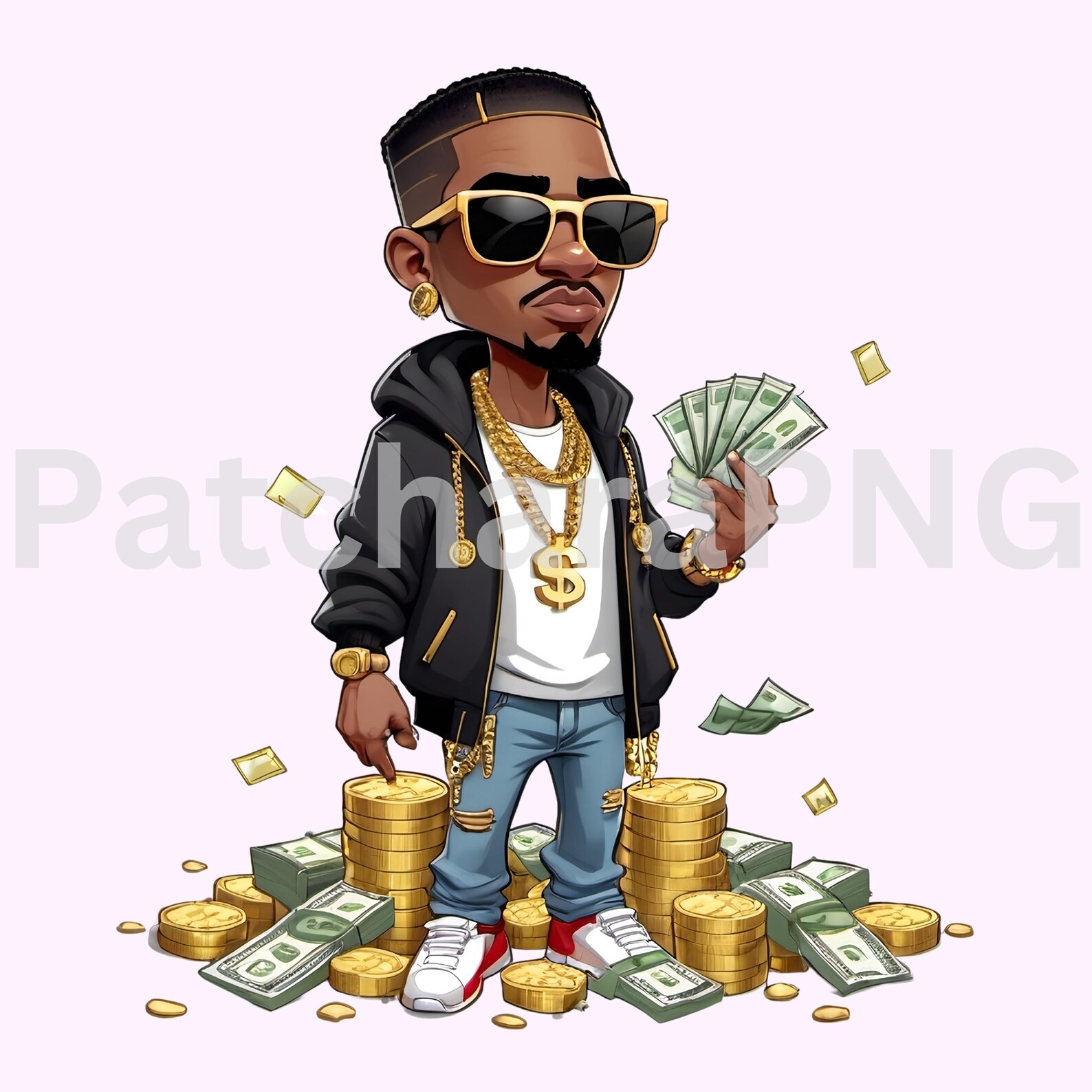 Gangsta Money Man PNG | Hip-hop Streetwear Clipart | DTF, Sublimation ...