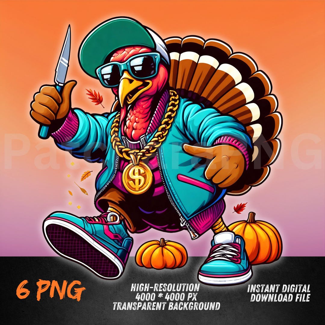 Streetwear Turkey PNG Hip-hop Thanksgiving Sublimation Design Cool ...