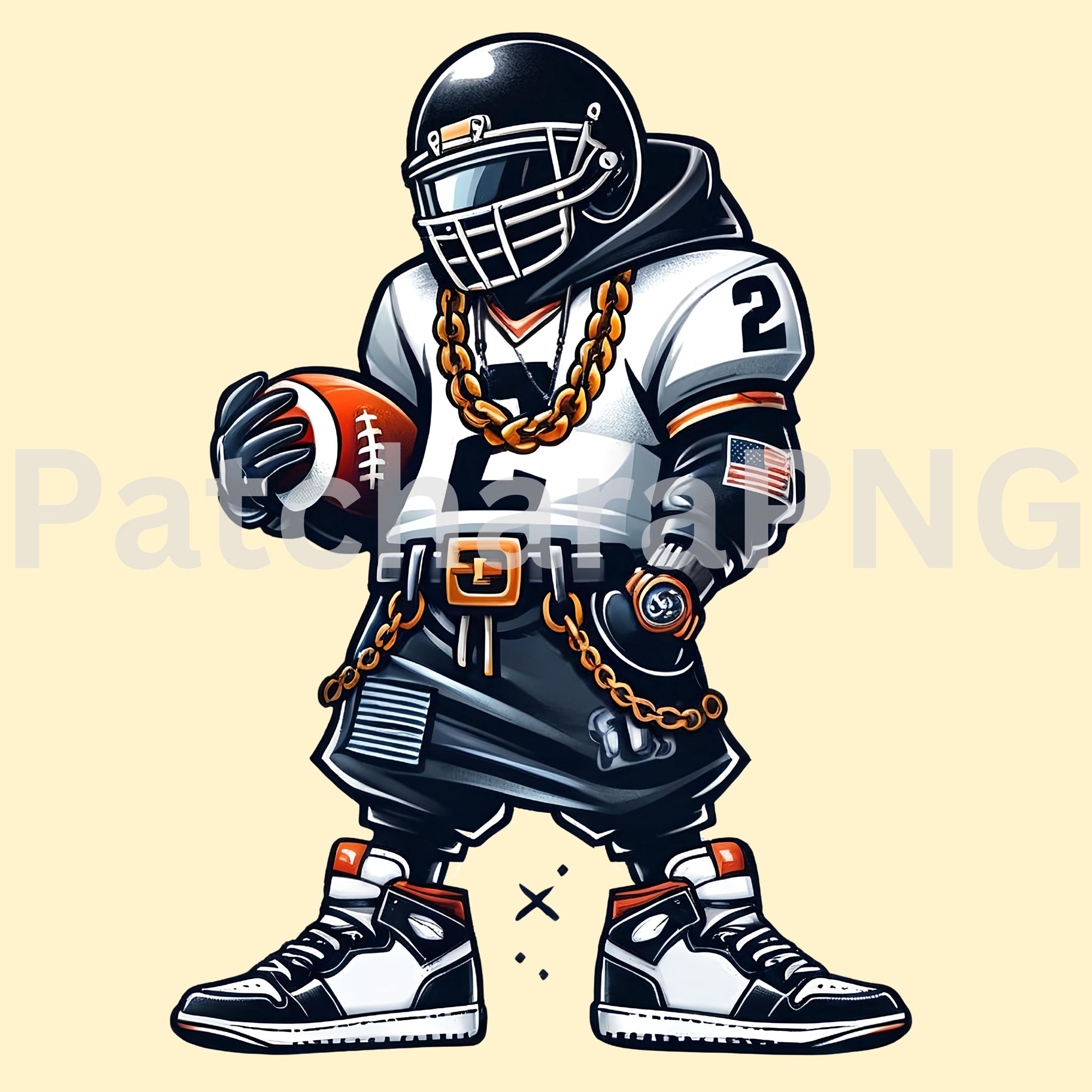 Hip-hop Football Player Cartoon Clipart | Cool Football Character With ...