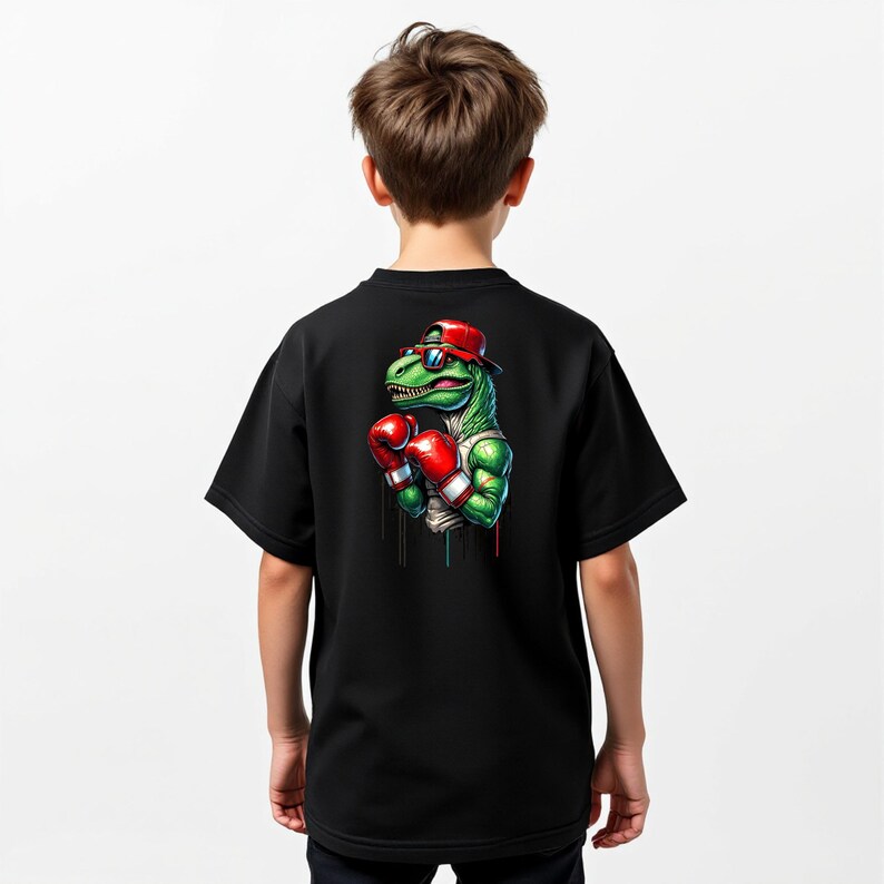 Boxing Dino PNG – Funny Cartoon Dinosaur With Red Gloves for DTF ...