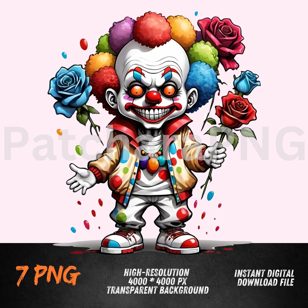 Creepy Graffiti Clown-rose, PNG File - Trippy Graffiti Digital T-shirt ...