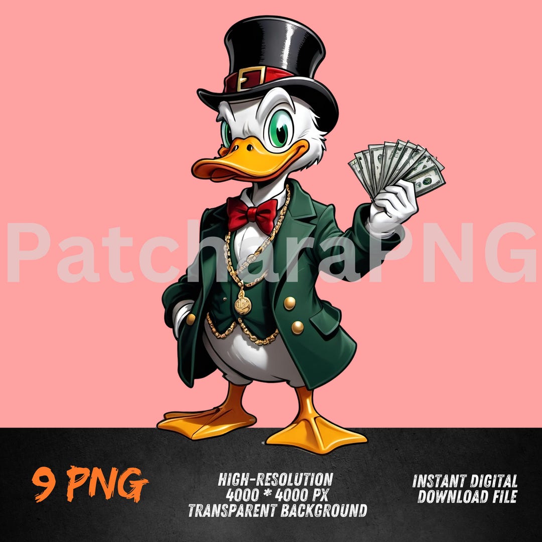 Rich Duck PNG | Fancy Cartoon Duck Holding Cash | Money Style Clipart ...