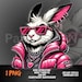 Swag Bunny PNG | Cool Bunny Clipart With Pink Mohawk, Shades, and ...