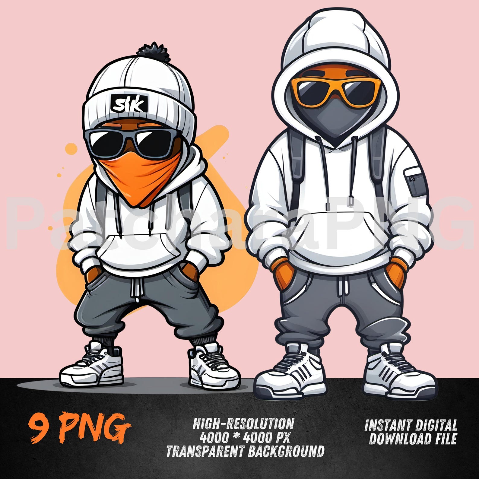 Hip-hop Ski Mask Character PNG | Cool Cartoon Streetwear Graphic ...