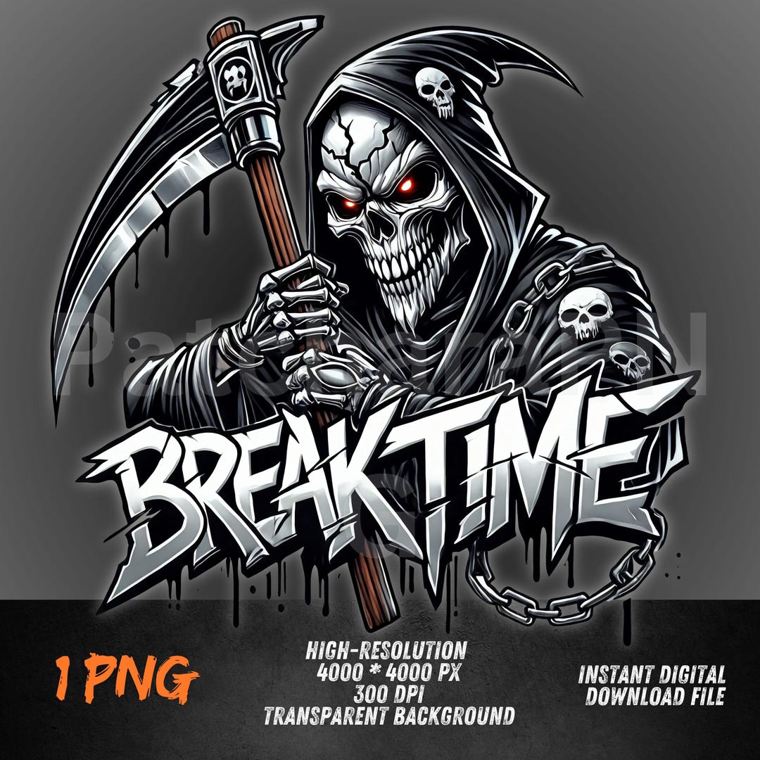 Grim Reaper PNG | Graffiti Skull Clipart | Horror Sublimation Design ...