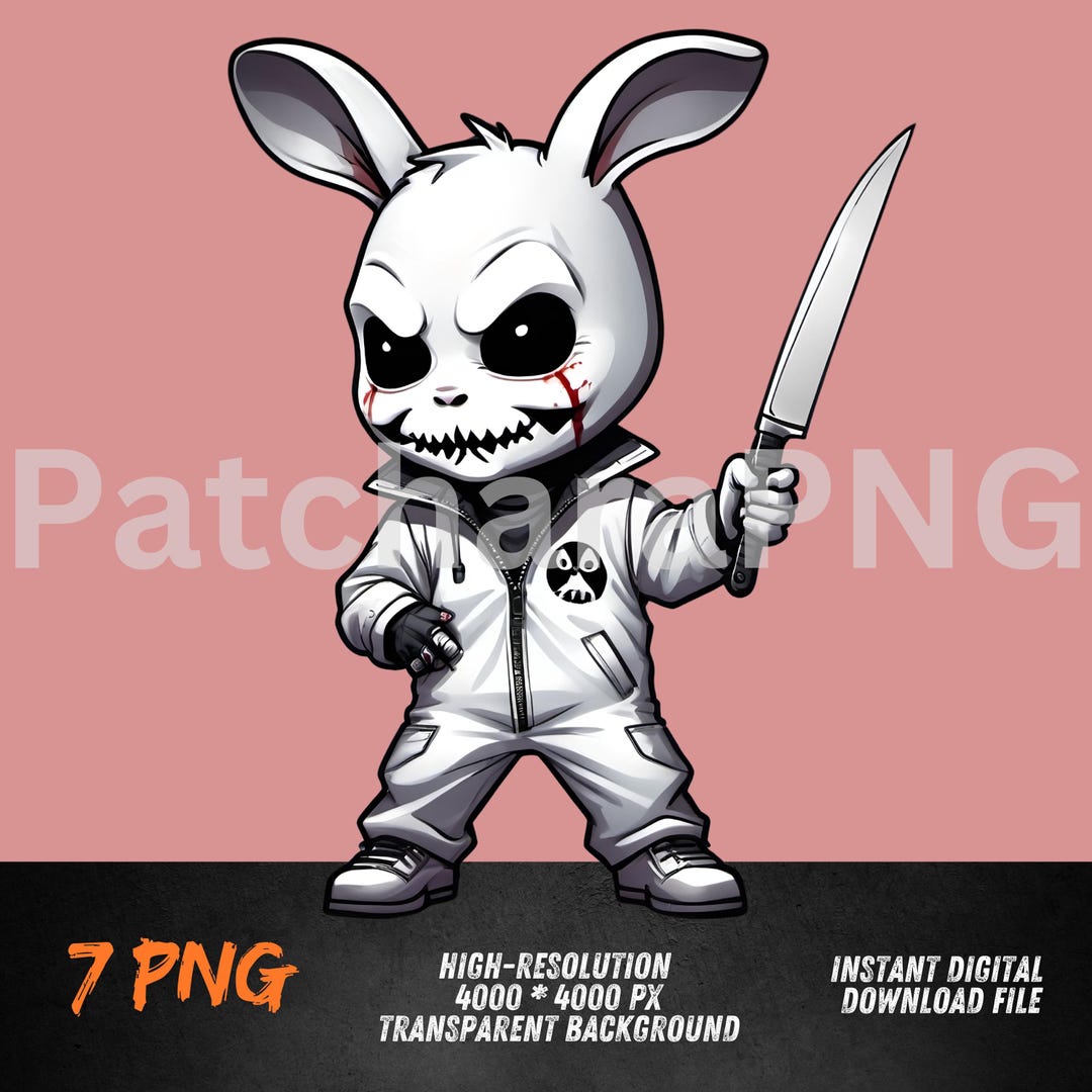 Scary Rabbit PNG | Creepy Cartoon Bunny Graphic | Horror Character ...