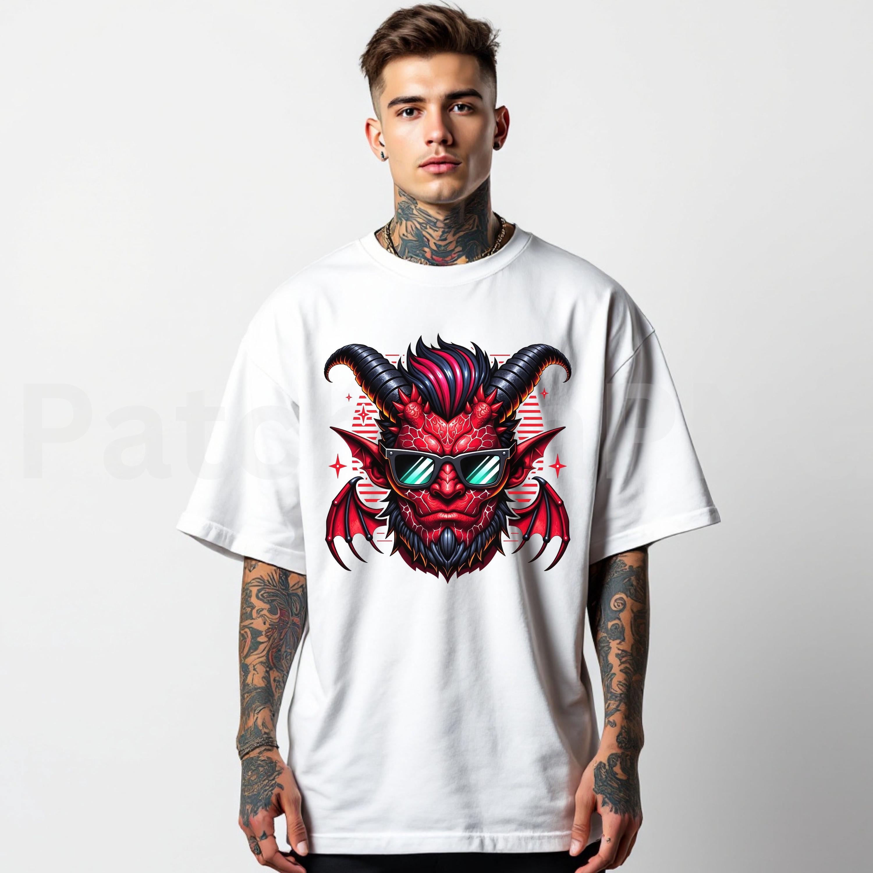 Devil Face PNG | Red Horned Demon With Glasses | Gothic Evil Clipart ...