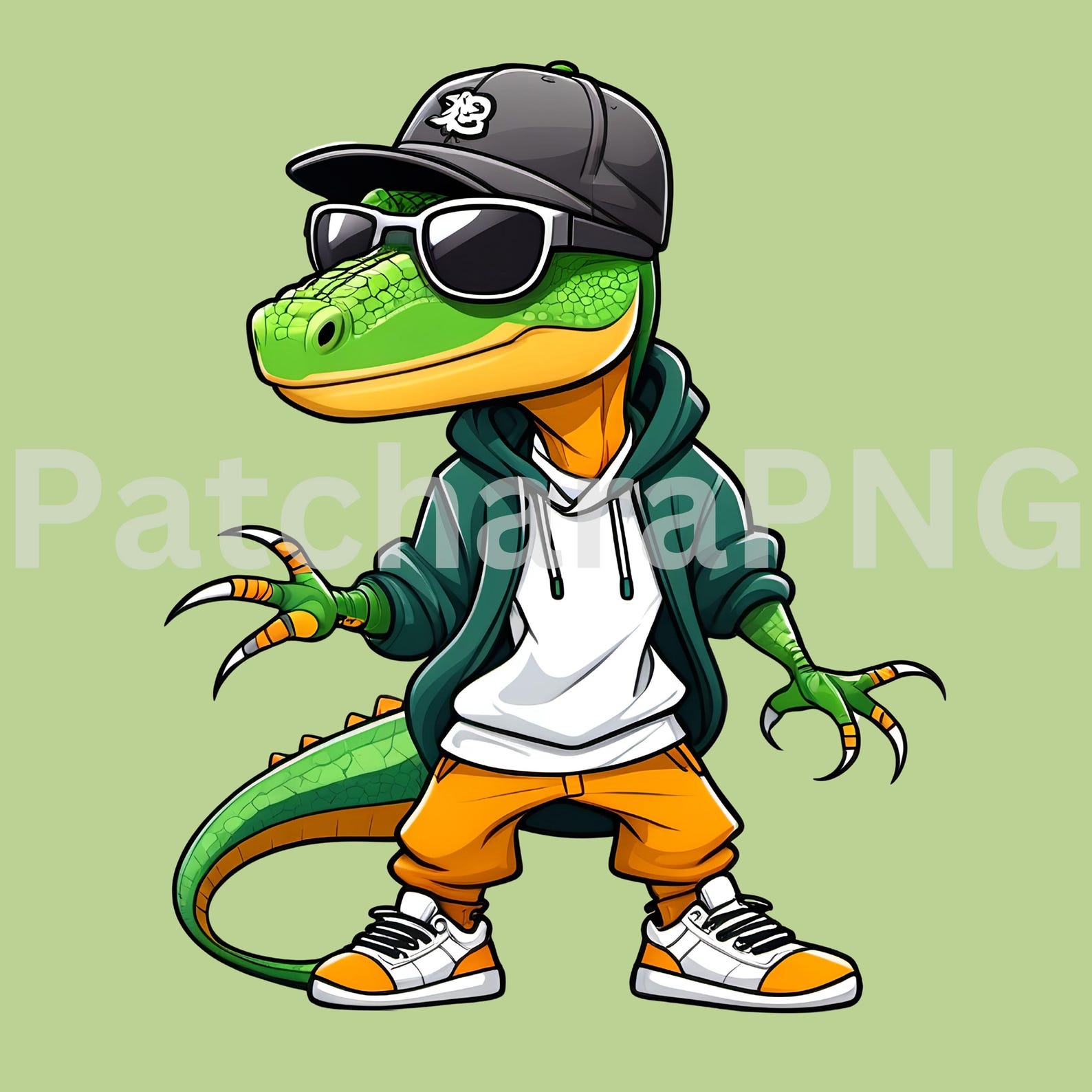 Hip-hop Lizard PNG Cool Cartoon Reptile Graphic Urban Streetwear Design ...