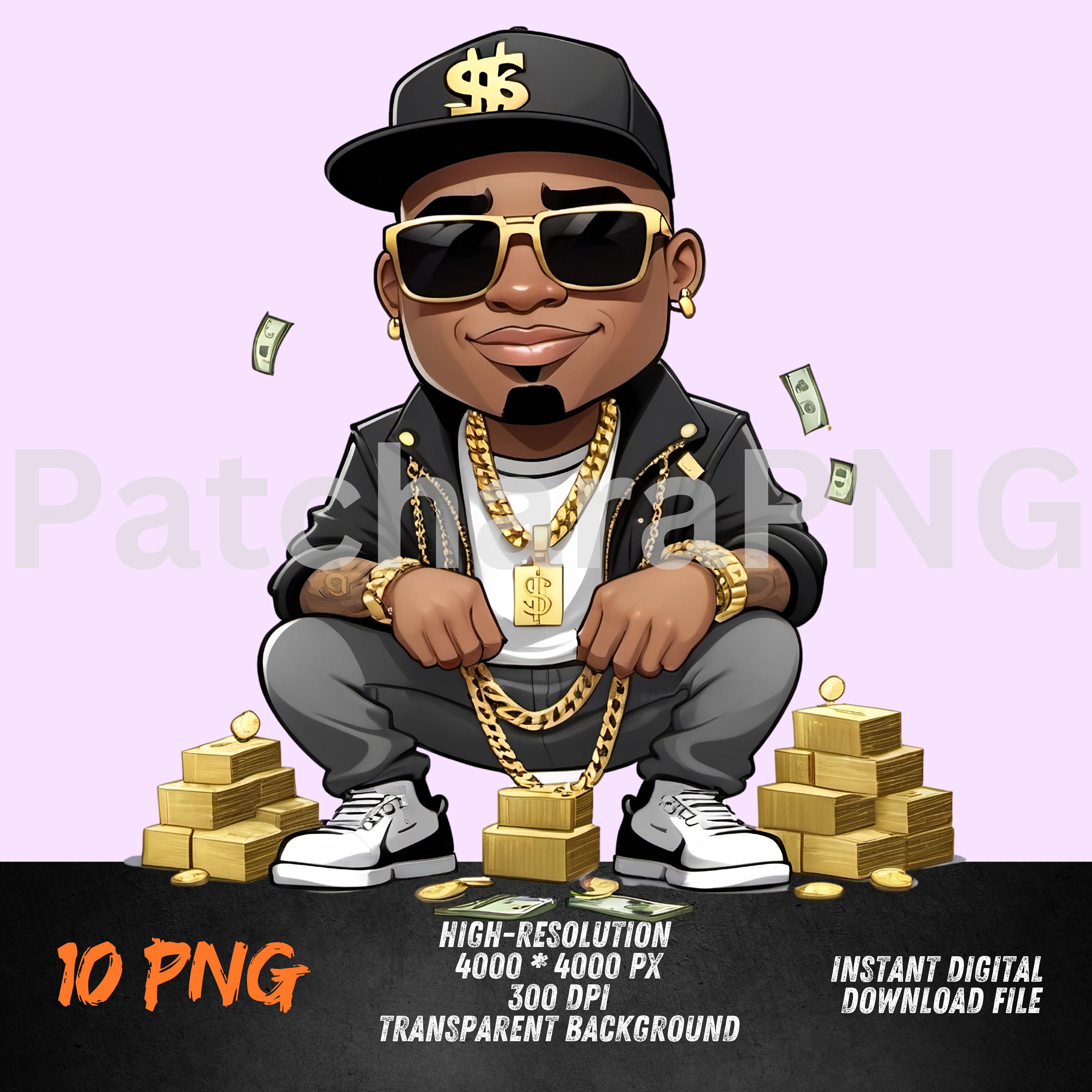 Hip-hop Cartoon PNG Rapper Character Clipart Gold Chain, Sunglasses ...