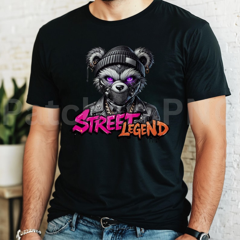 Street Legend Bear PNG | Cyberpunk Gangsta Clipart for DTF ...