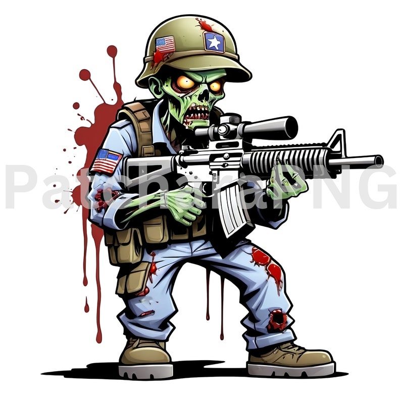 Zombie Soldier Cartoon Character Art Print, Military Undead, Graffiti ...