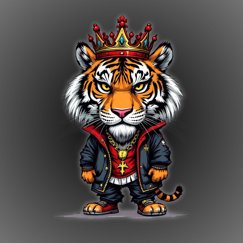 Tiger King PNG | Urban Tiger Clipart in Crown and Hoodie | Gangsta ...