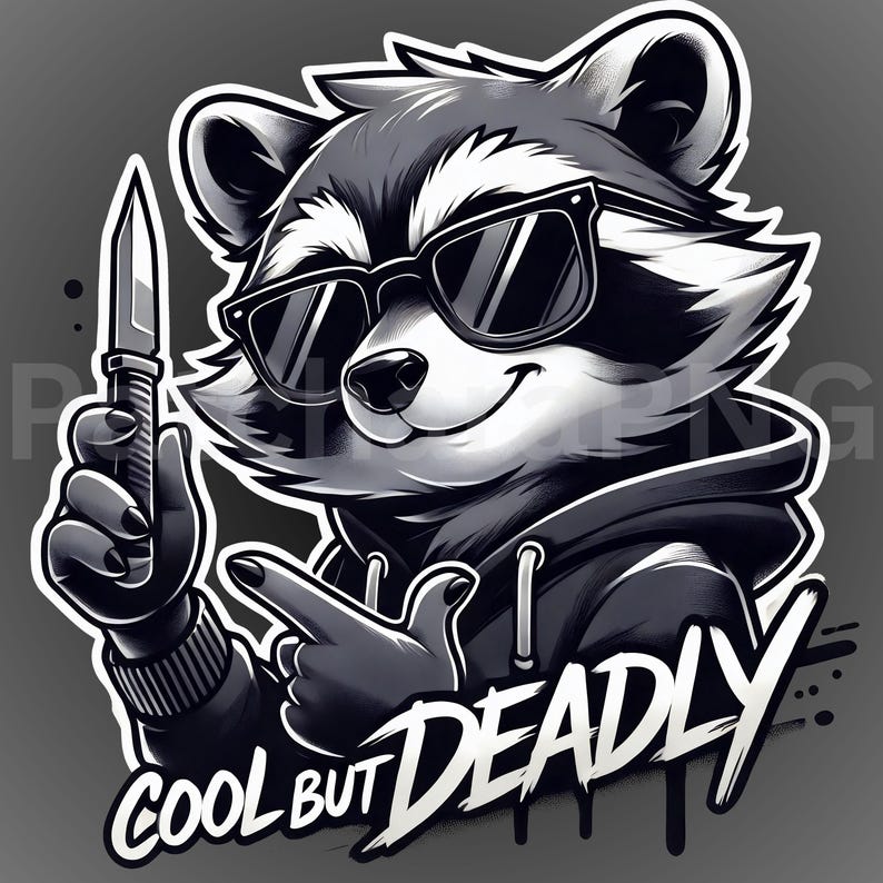 Deadly Raccoon PNG | Cool Raccoon Clipart With Knife and Sunglasses | Street Attitude Animal ...
