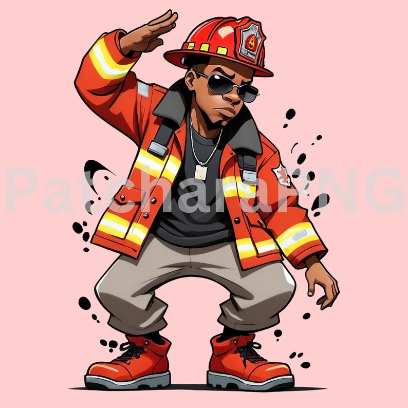 Cartoon Cool Firefighter PNG, Funny Firefighter Clipart, Heroic Fireman ...