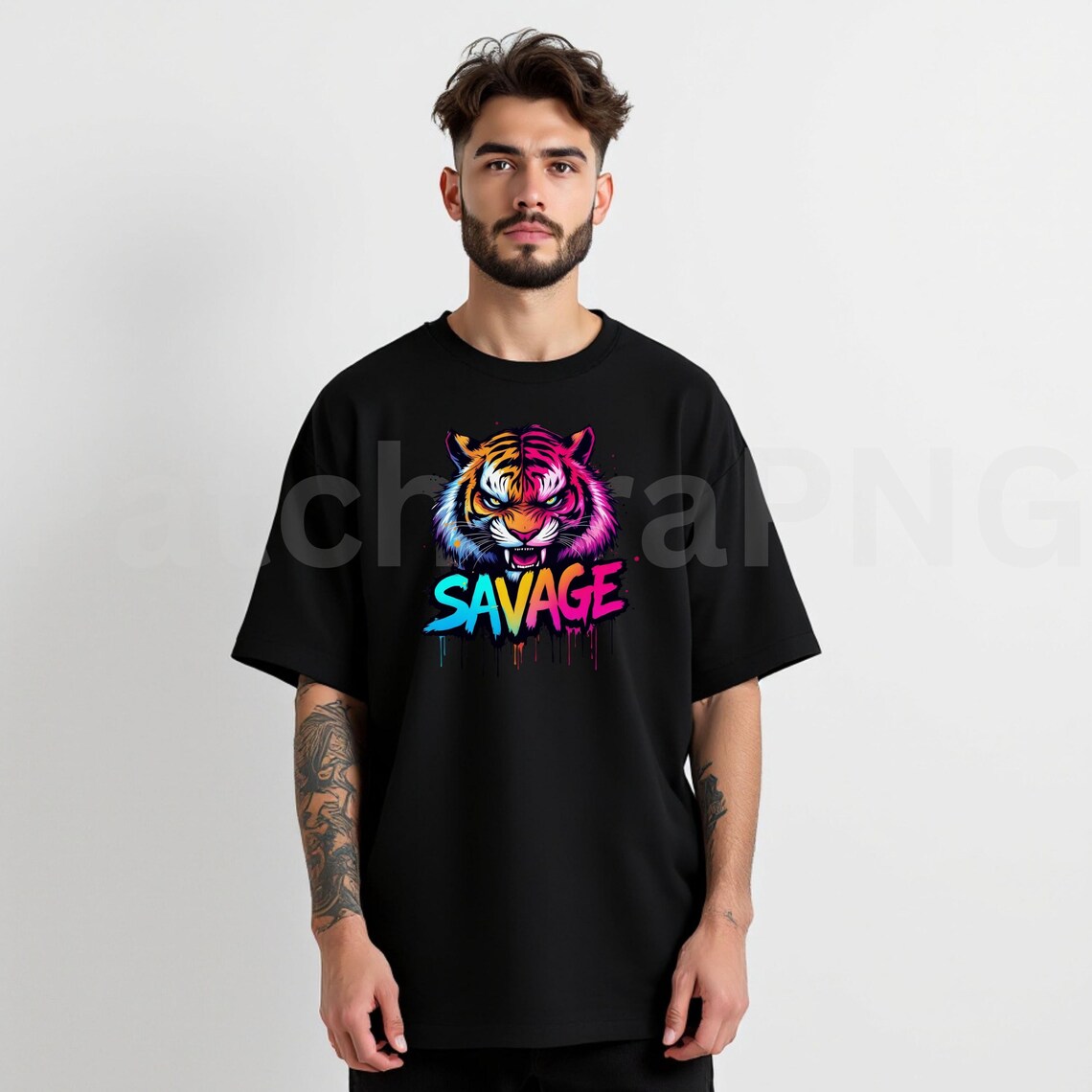 Savage Tiger PNG | Neon Graffiti Tiger Clipart | Fierce Jungle Animal ...