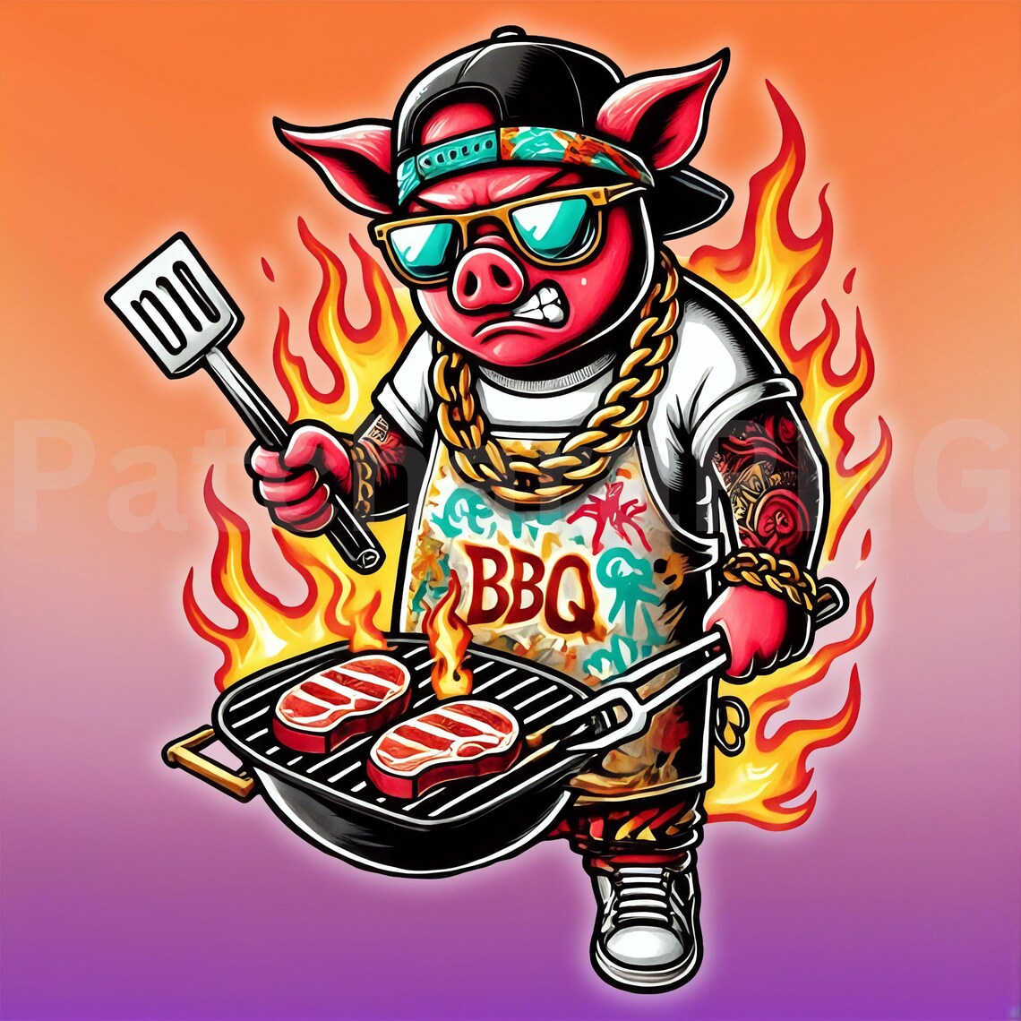 Swag Pig PNG | Cool Pig Clipart With Chains, Grillz, and Cap | Hip Hop ...