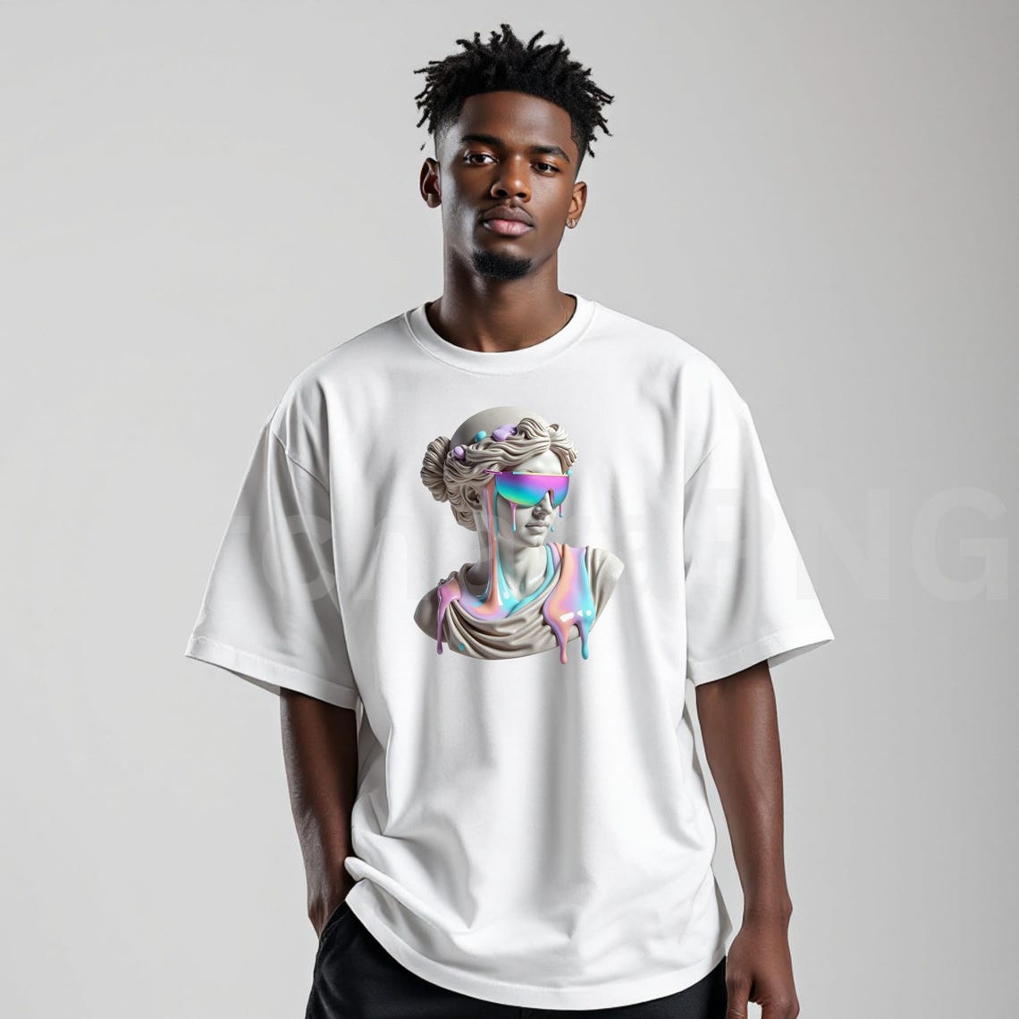 Vaporwave Goddess Bust PNG, Neon Drip Greek Statue Sublimation Design ...
