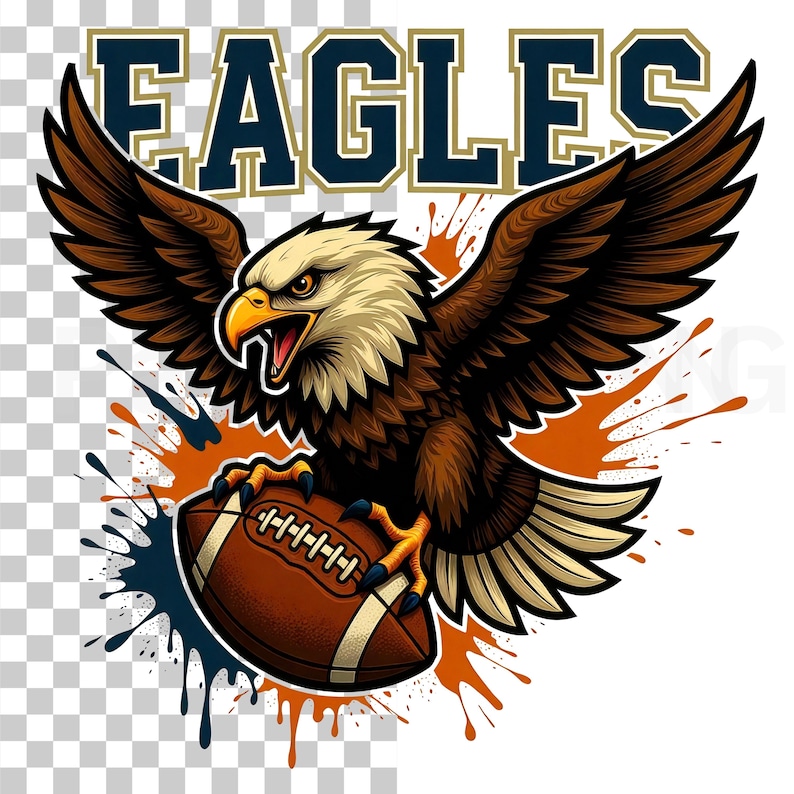Eagles Football Mascot PNG | Fierce Eagle With Ball Clipart | School ...