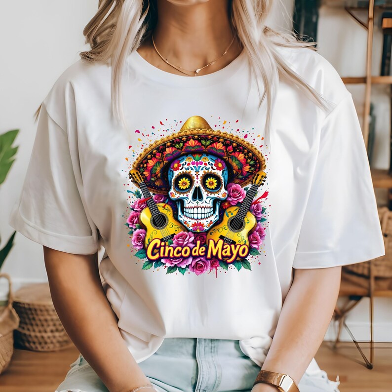 Cinco De Mayo Skull PNG | Sugar Skull With Sombrero Guitars | Mexican ...