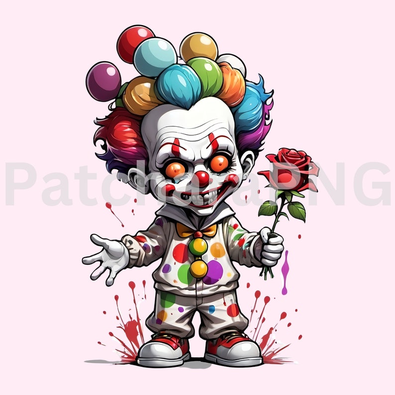 Creepy Graffiti Clown-rose, PNG File Trippy Graffiti Digital T-shirt ...