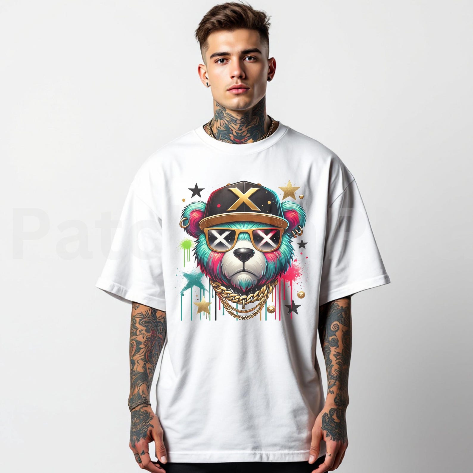 Drip Teddy PNG | Colorful Gangsta Bear Clipart With Sunglasses | Urban ...