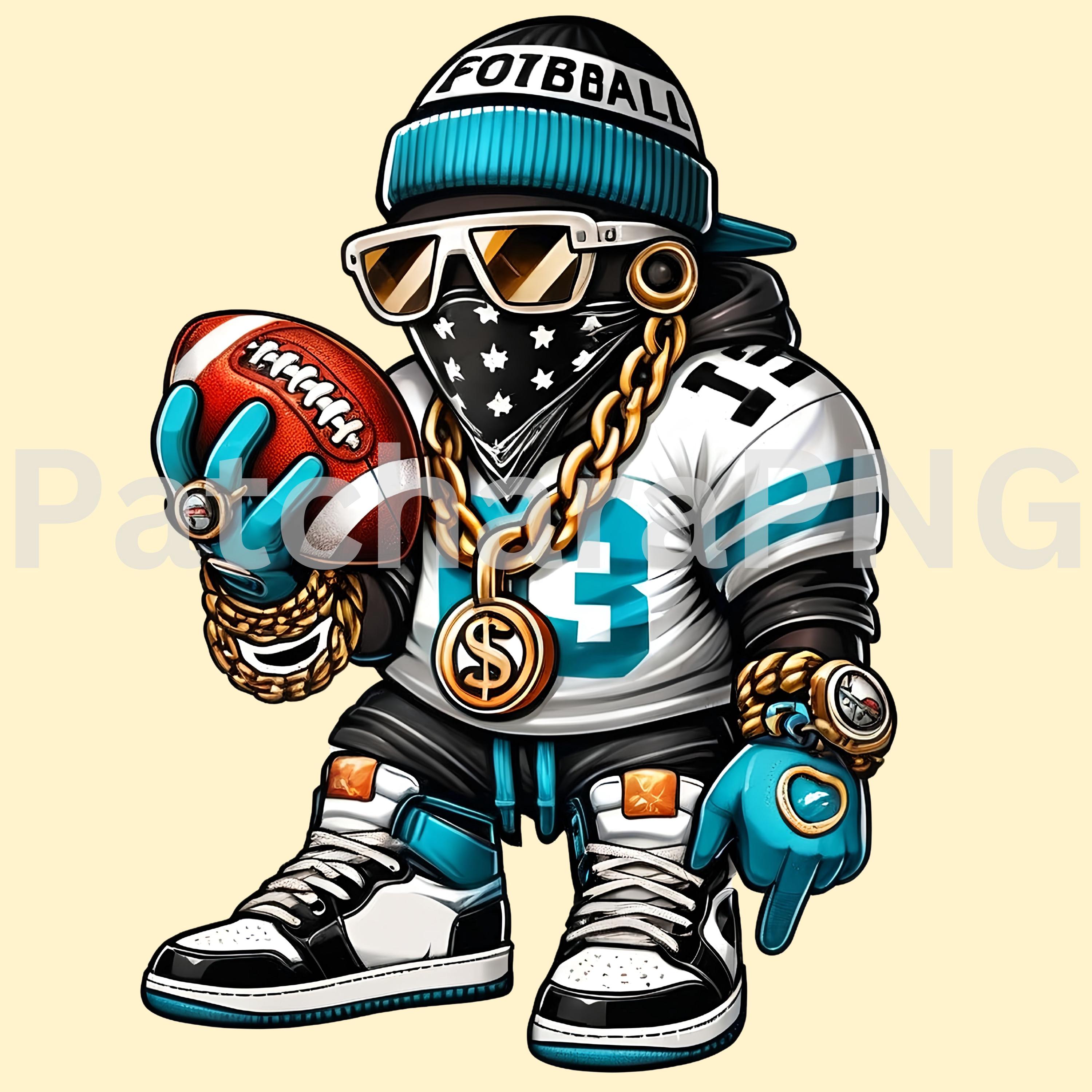 Hip-hop Football Player Cartoon Clipart | Cool Football Character With ...