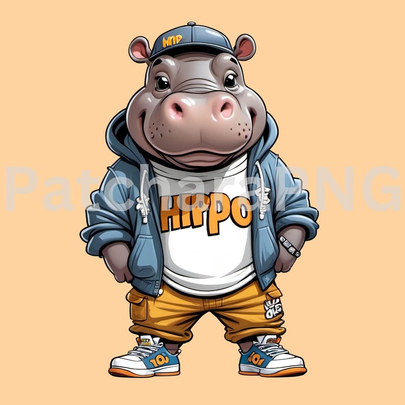 Cool Hippo PNG | Hip Hop Hippo Clipart With Shades and Jacket | Street ...