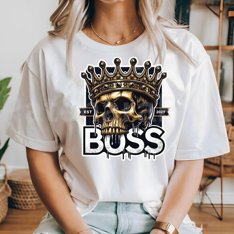 Boss Skull PNG | Crown Graffiti Sublimation Design | DTF Transfer ...