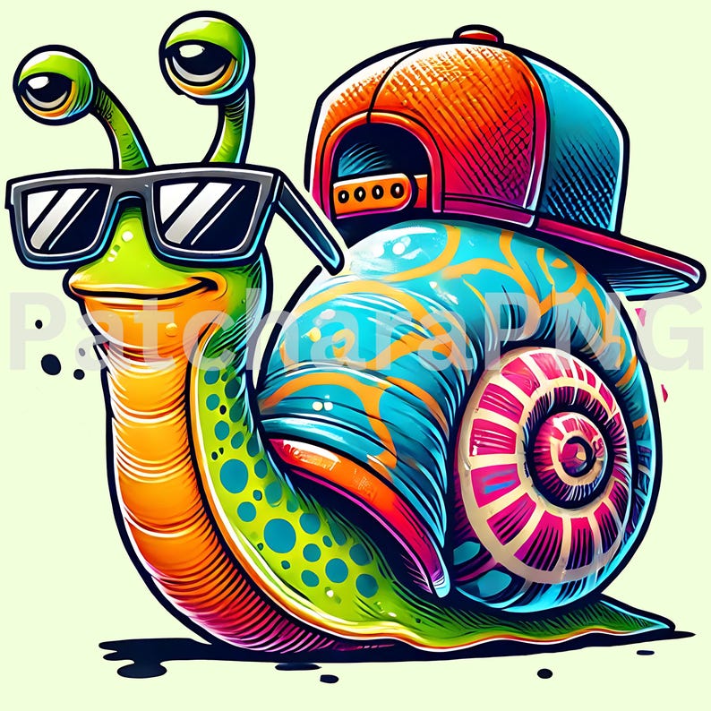 Graffiti Snail PNG | Cartoon Snail Clipart With Gold Chain and Cap ...