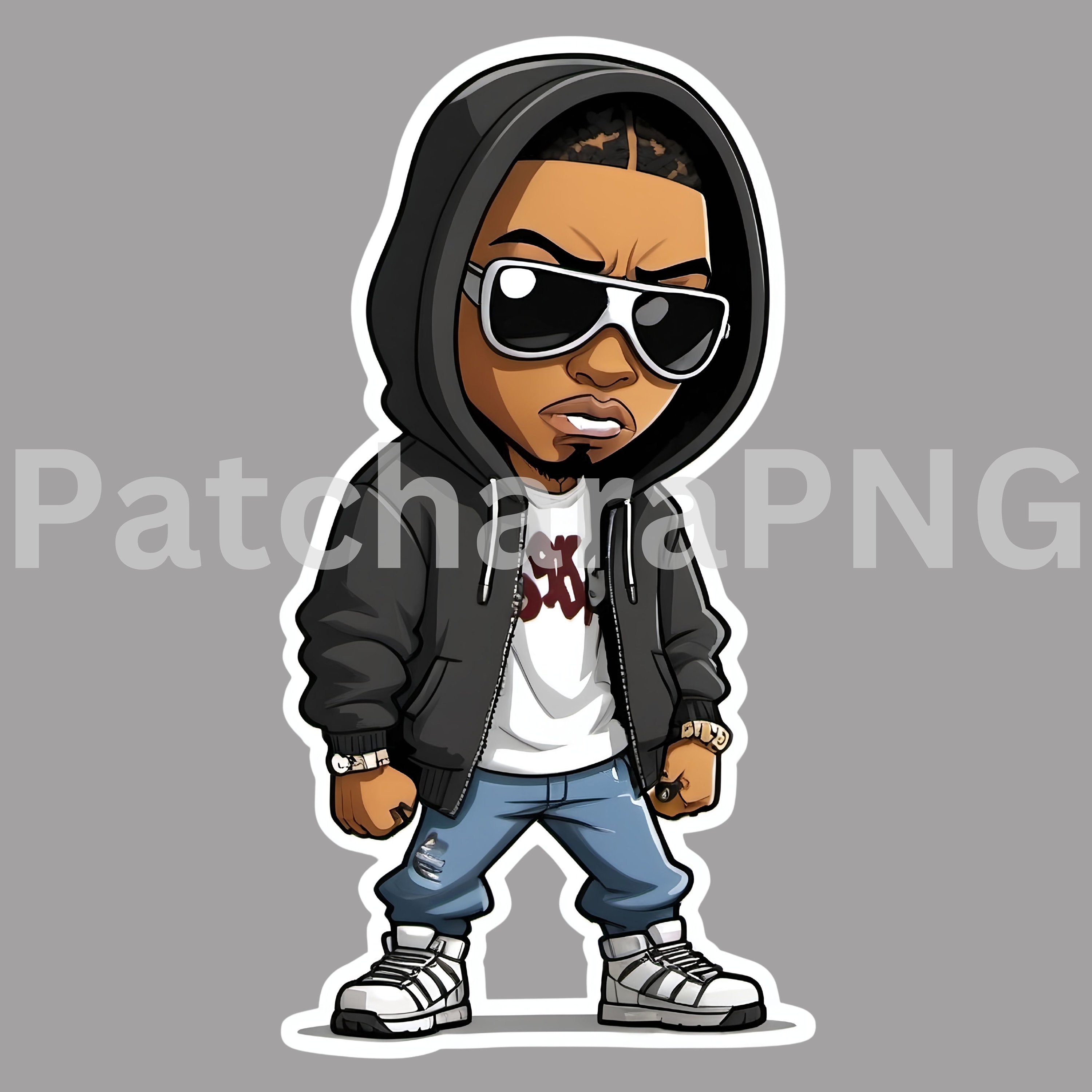 Rapper Cartoon Illustration, Edgy Urban Artwork,graffiti Style Digital ...