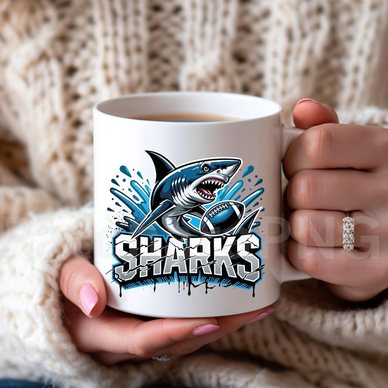 Shark Football Mascot PNG | Aggressive Team Shirt DTF Design ...
